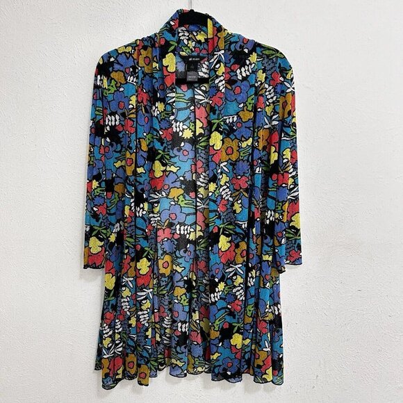 Ali Miles | Sweaters | Ali Miles Teal Multicolored Floral Cardigan Size ...
